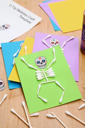 Q-Tip Skeleton Craft - Fun & Easy Halloween Activity