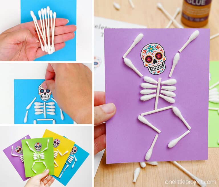 Q-Tip Skeleton Craft - Fun & Easy Halloween Activity
