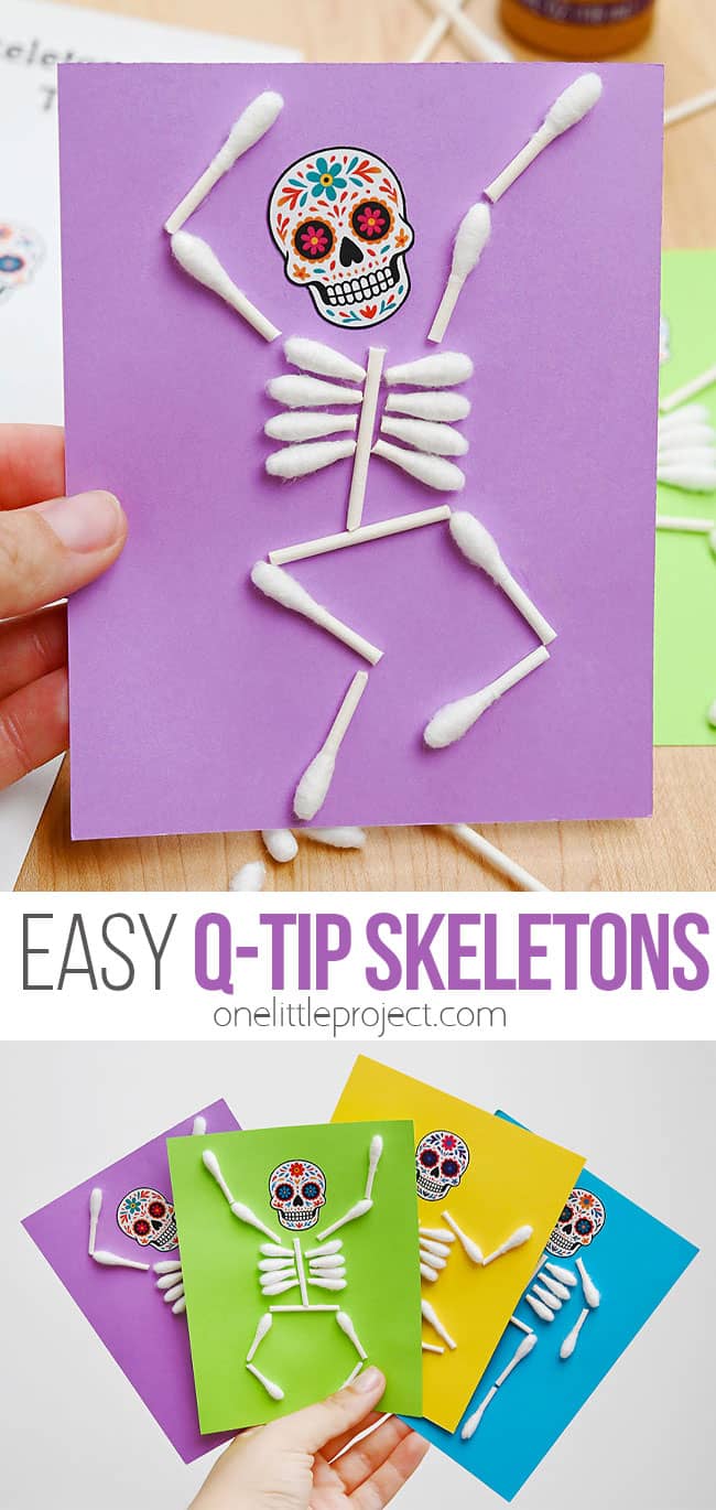 Q-Tip Skeleton Craft - Fun & Easy Halloween Activity