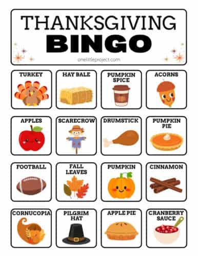 Free Printable Thanksgiving Bingo - Fun Game for Kids & Families