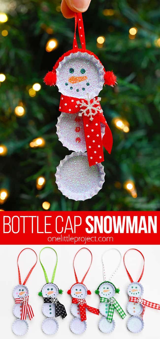 Bottle Cap Snowman Ornament - Cute & Easy Christmas Craft