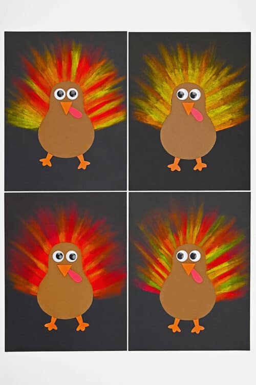 Turkey Chalk Art - Colorful Chalk Pastel Thanksgiving Craft for Kids