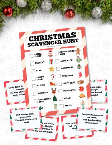 Christmas Scavenger Hunt - FREE Printable Clues for Kids