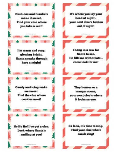 Christmas Scavenger Hunt - FREE Printable Clues for Kids