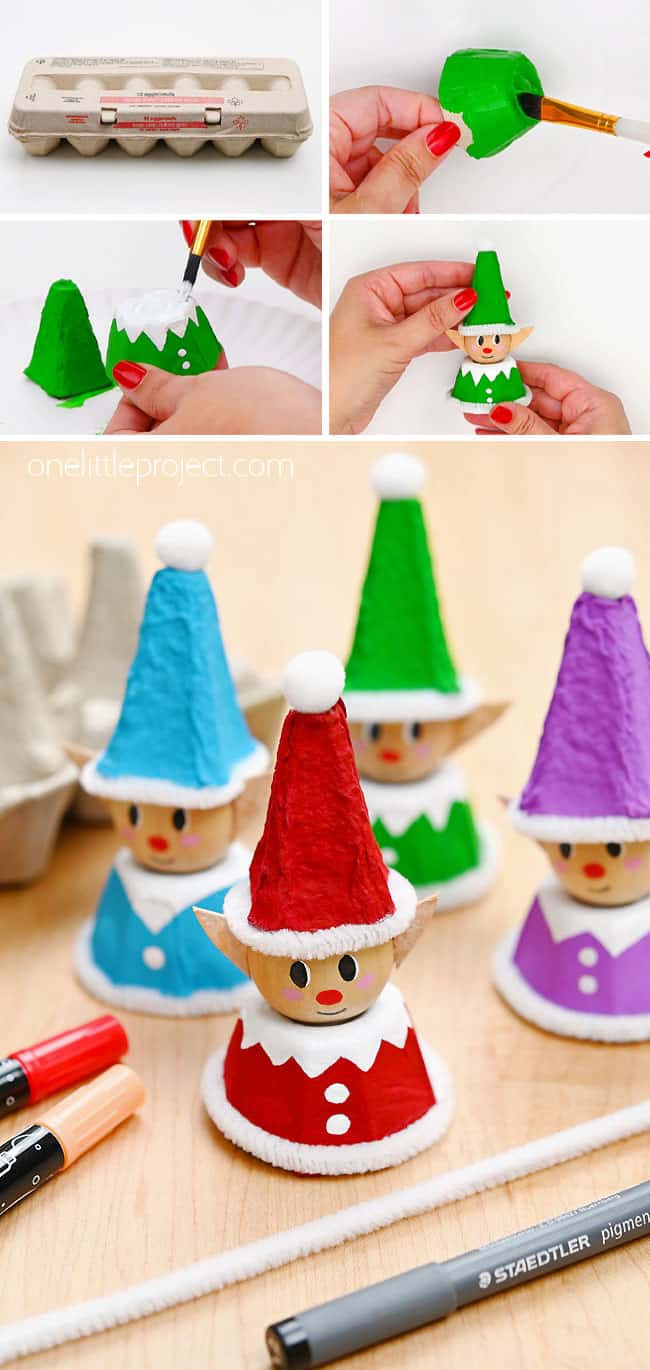 Egg Carton Elf Craft - Cute Christmas Decoration for Kids