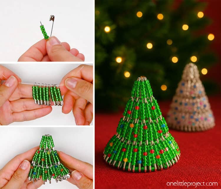 Safety Pin Christmas Tree - Easy DIY Beaded Holiday Craft