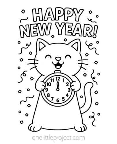 New Year's Coloring Pages - Cute & Festive Free Printables