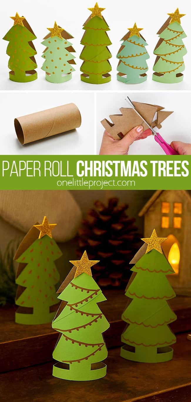 Paper Roll Christmas Tree - Easy Toilet Paper Roll Craft