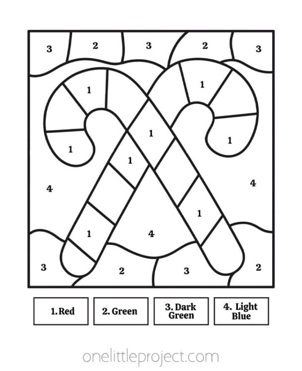 Christmas Color by Number - Printable Holiday Coloring Pages