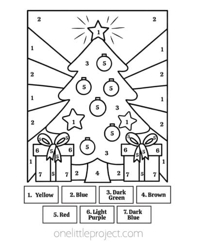 Christmas Color by Number - Printable Holiday Coloring Pages