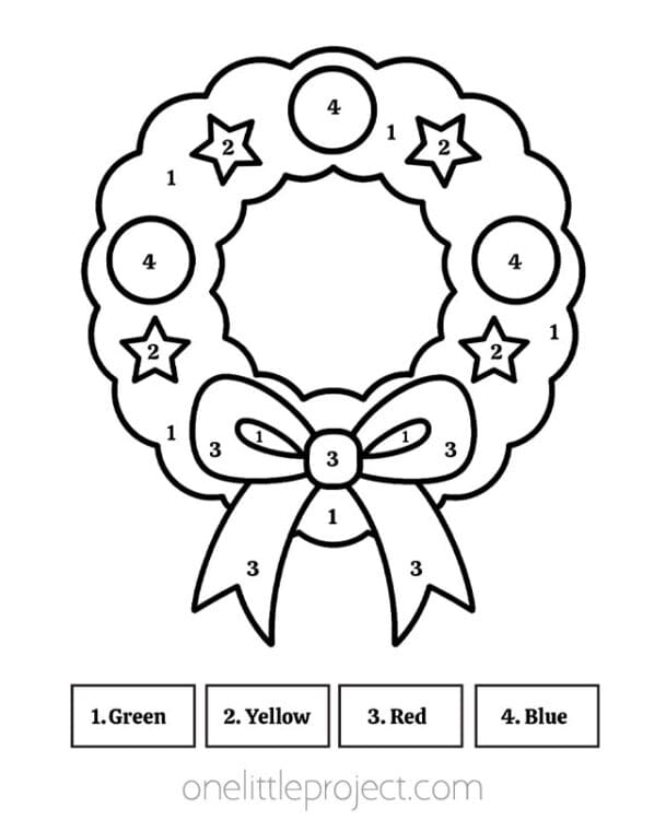 Christmas Color by Number - Printable Holiday Coloring Pages