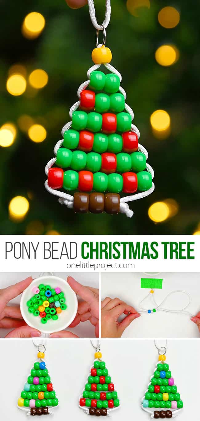 Christmas Tree Pony Bead Ornaments - Easy DIY Christmas Craft
