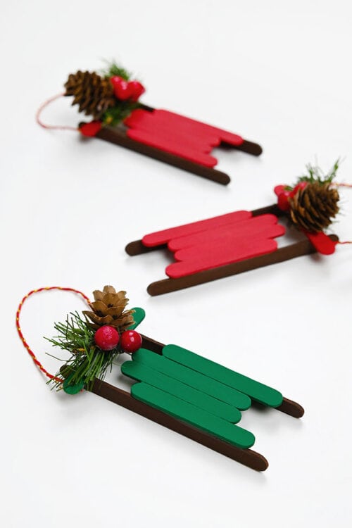 Popsicle Stick Sled Ornament - Cute DIY Christmas Craft Idea