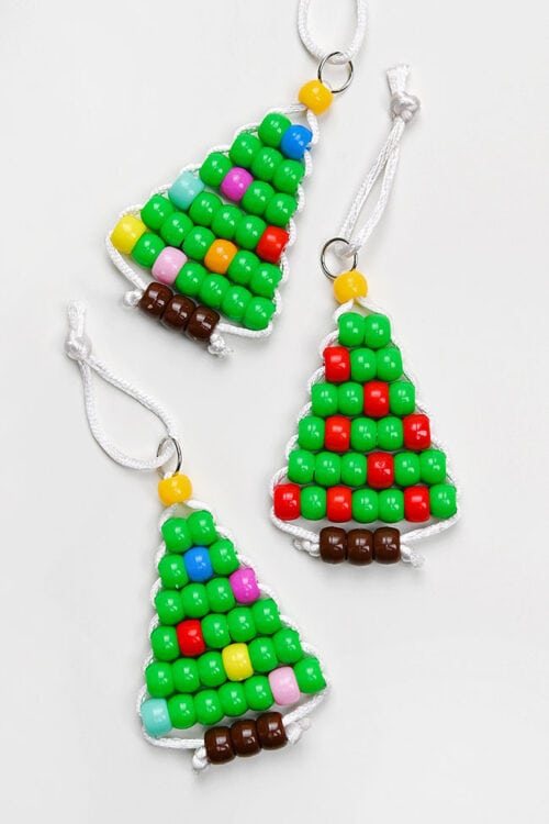 Christmas Tree Pony Bead Ornaments - Easy DIY Christmas Craft