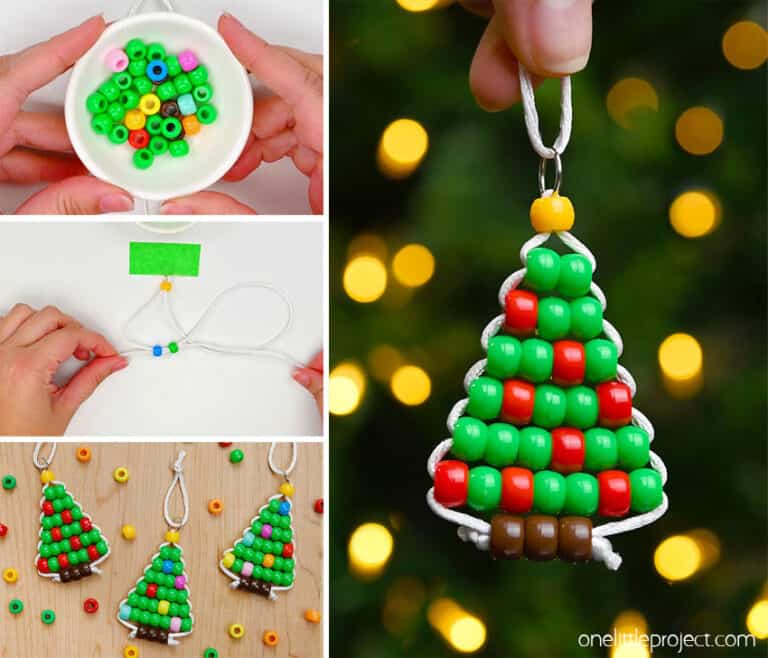 Christmas Tree Pony Bead Ornaments - Easy DIY Christmas Craft