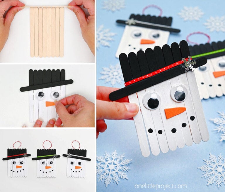 Popsicle Stick Snowman Ornament - Cute & Easy Christmas Craft