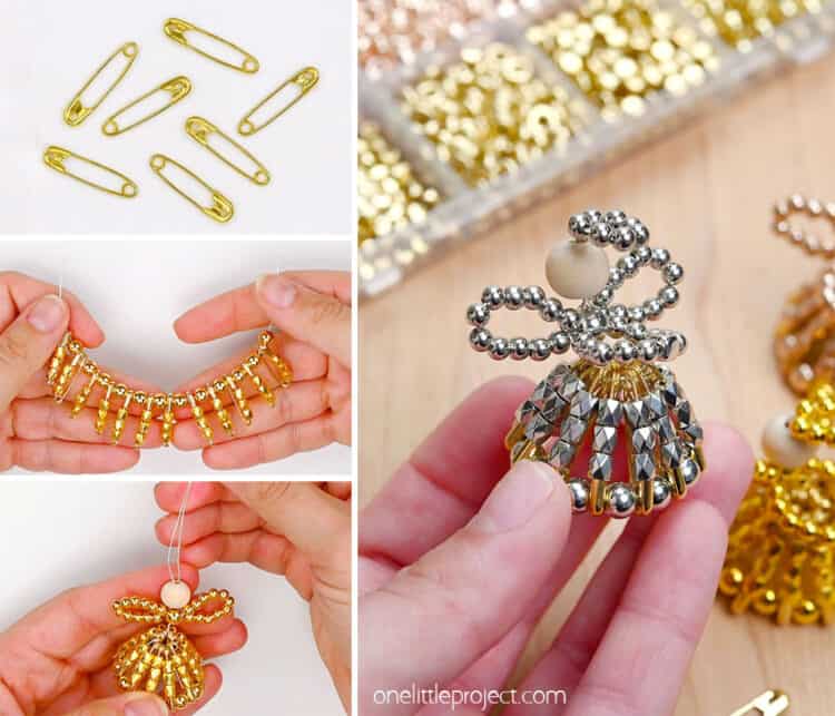 DIY Safety Pin Angel - Beaded Christmas Craft Instructions