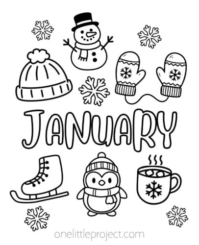 January Coloring Pages - Cute & Printable Winter Color Sheets