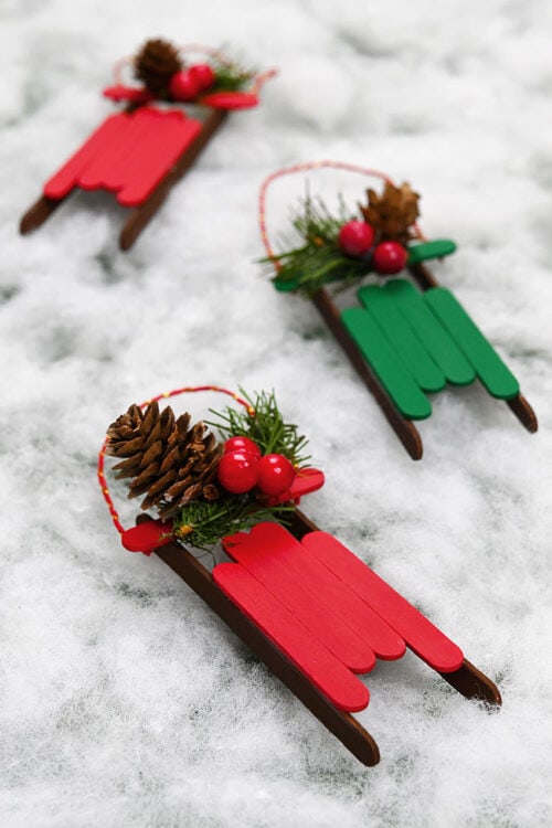 Popsicle Stick Sled Ornament - Cute DIY Christmas Craft Idea