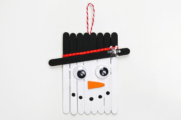 Popsicle Stick Snowman Ornament - Cute & Easy Christmas Craft