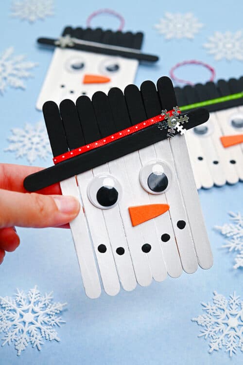 Popsicle Stick Snowman Ornament - Cute & Easy Christmas Craft