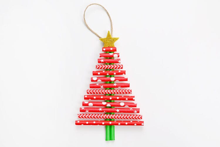 Straw Christmas Tree Ornaments - Easy DIY Ornament Craft!