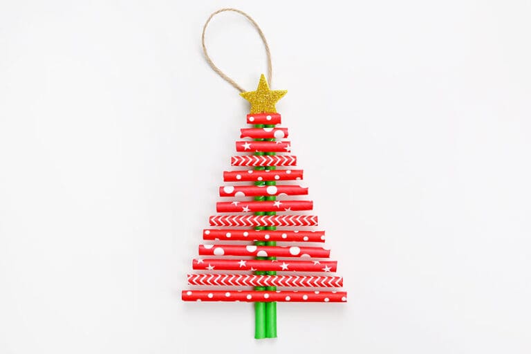 Straw Christmas Tree Ornaments - Easy DIY Ornament Craft!