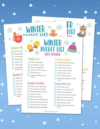 Winter Bucket List - Printable Ideas for Kids, Teens, & Adults