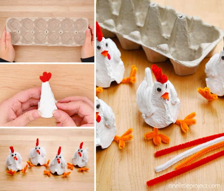 Egg Carton Chicken Craft - Easy Egg Carton Craft for Kids