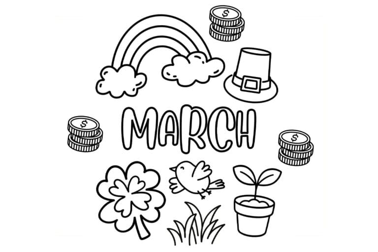 March Coloring Pages - Free Printable Spring Designs