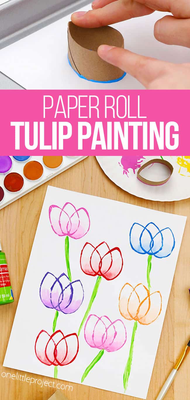 Paper Roll Tulip Painting - Easy Spring Flower Art for Kids