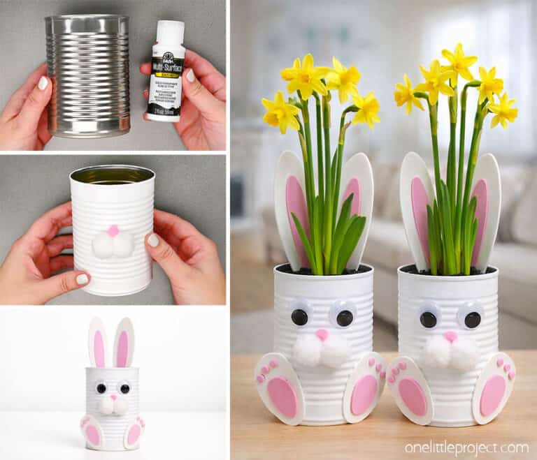 Bunny Tin Can Planters - DIY Easter Planter Craft