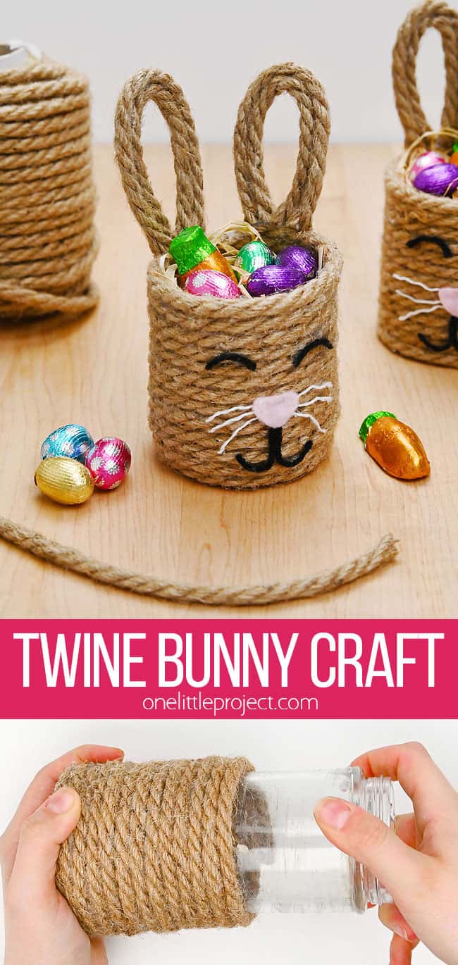 Twine Bunny Craft – Cute DIY Bunny Basket for Easter