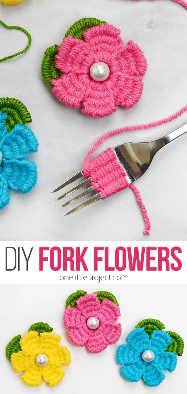 Fork Flowers - Easy Yarn Flower Craft